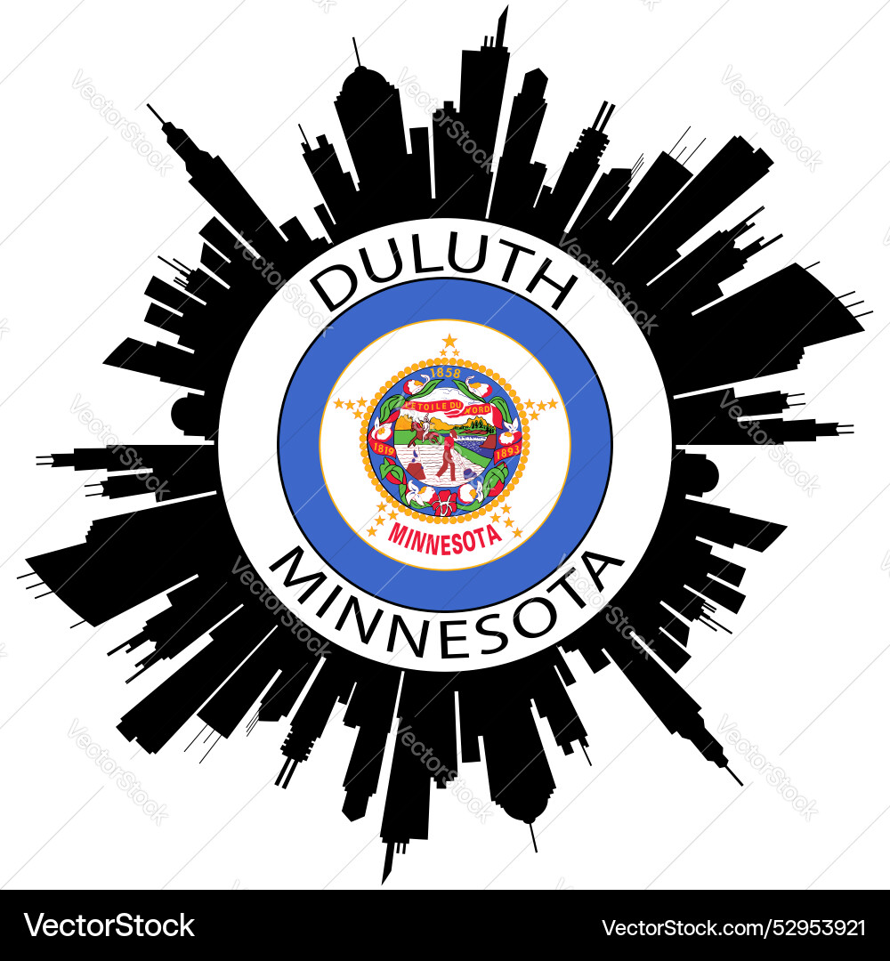 Duluth skyline minnesota flag usa travel souvenir Vector Image
