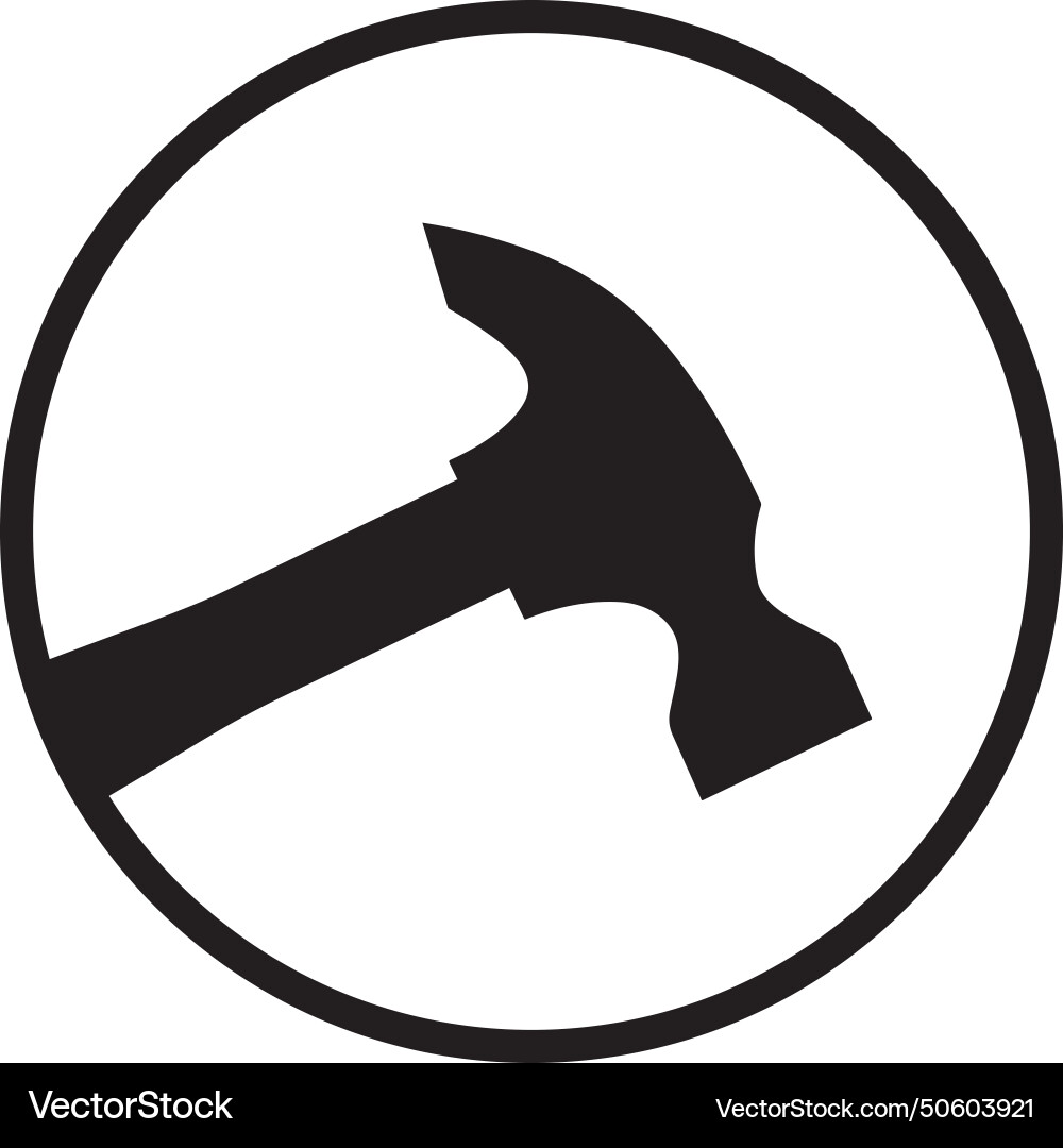 Durable product icon with hammer sign Royalty Free Vector