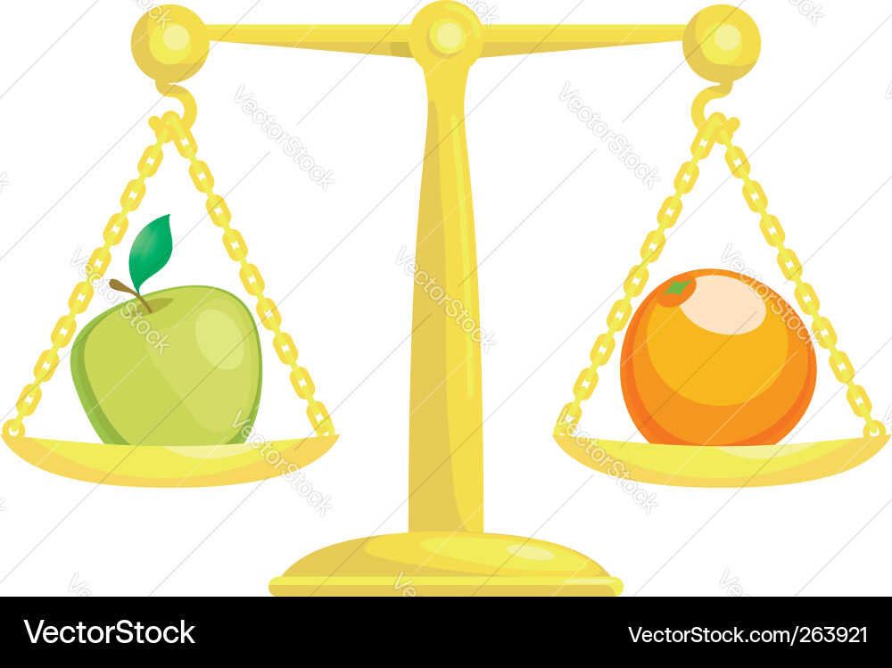 Fruit on scales Royalty Free Vector Image - VectorStock