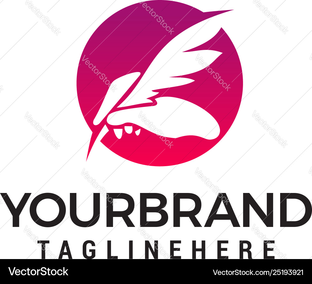Hand feather logo design concept template Vector Image
