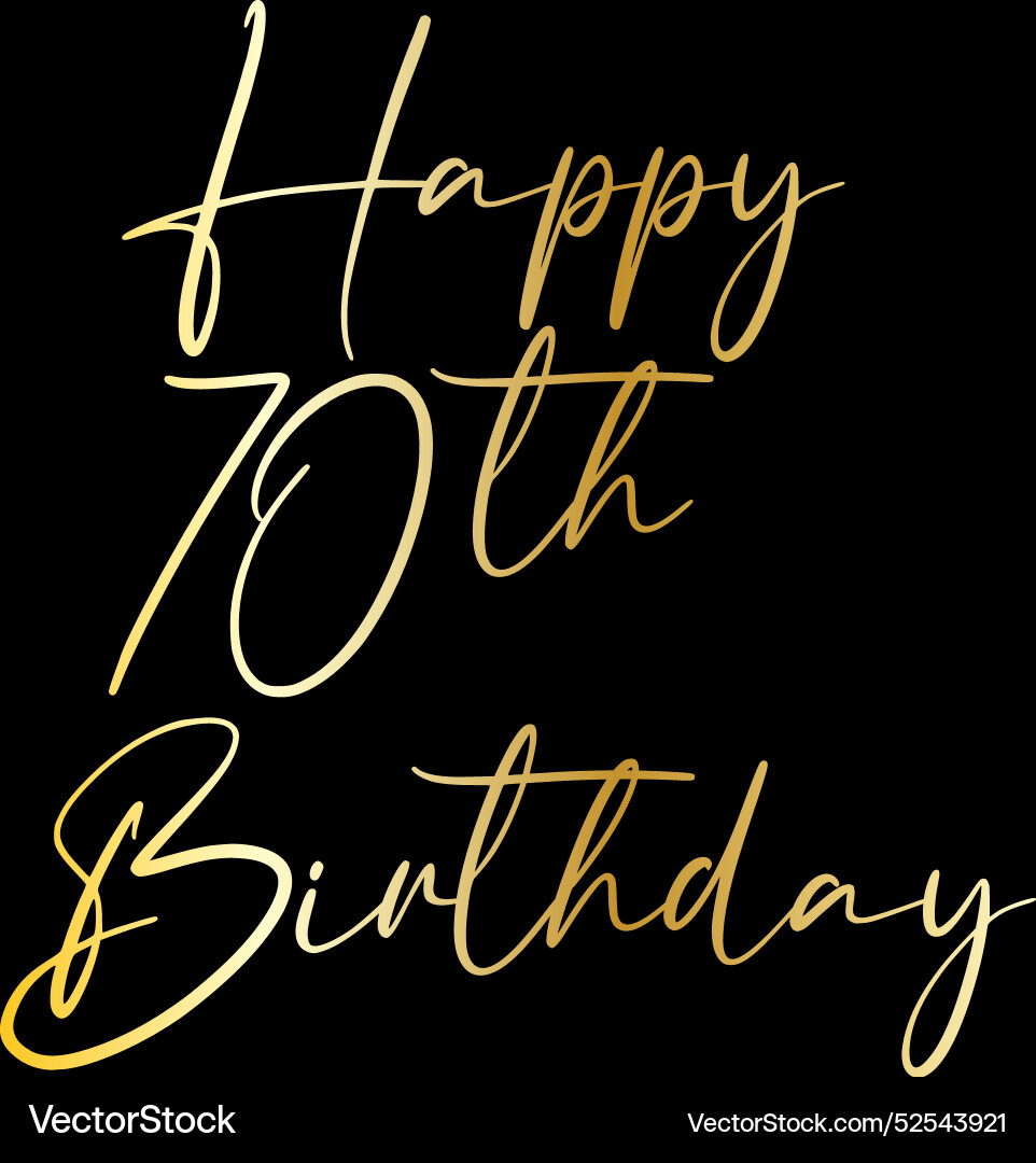 Happy 70th birthday gold design on black Vector Image