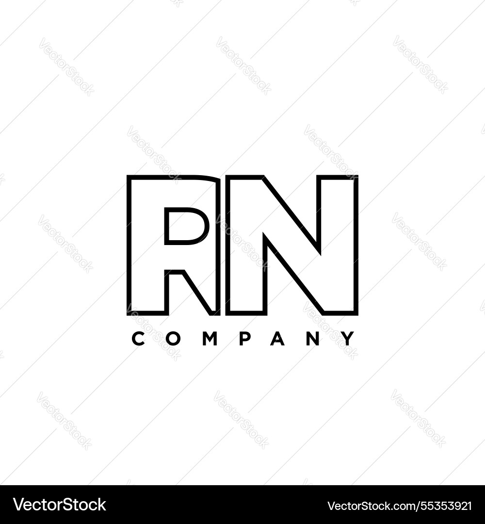 Letter r and n rn logo design template minimal Vector Image
