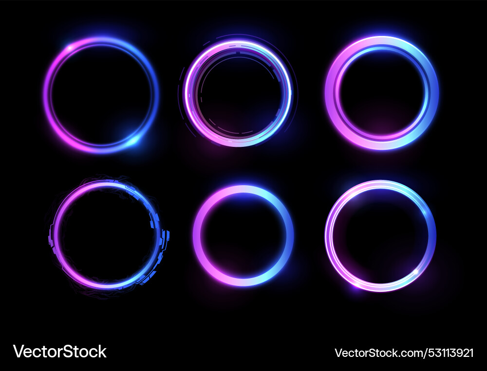 Neon gradient line circle frame glowing round Vector Image