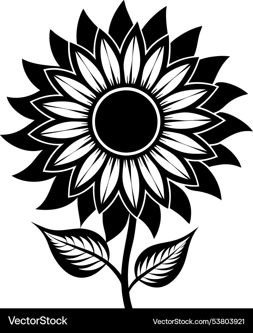 Stylized sunflower silhouette design Royalty Free Vector