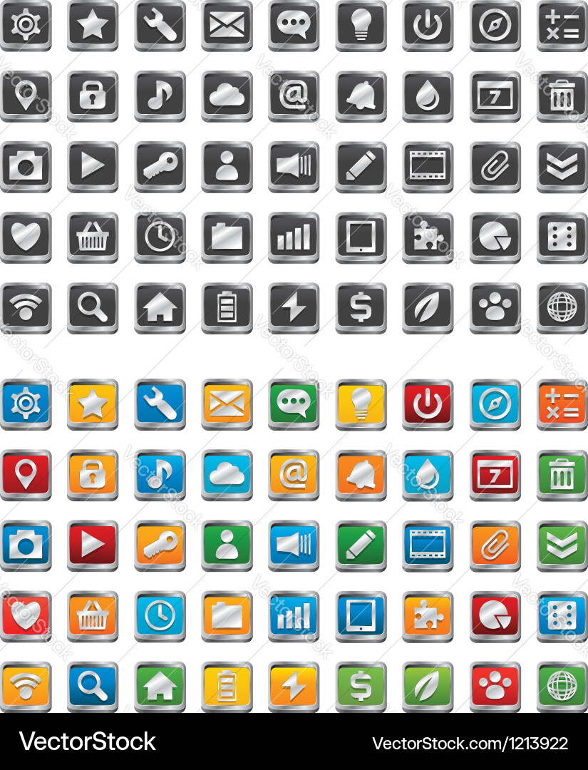 90 metal app icons Royalty Free Vector Image - VectorStock