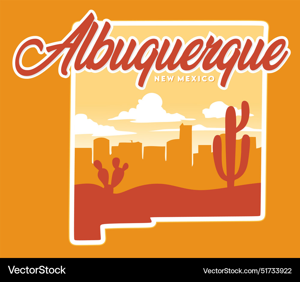 Albuquerque new mexico with a beautiful backdrop Vector Image