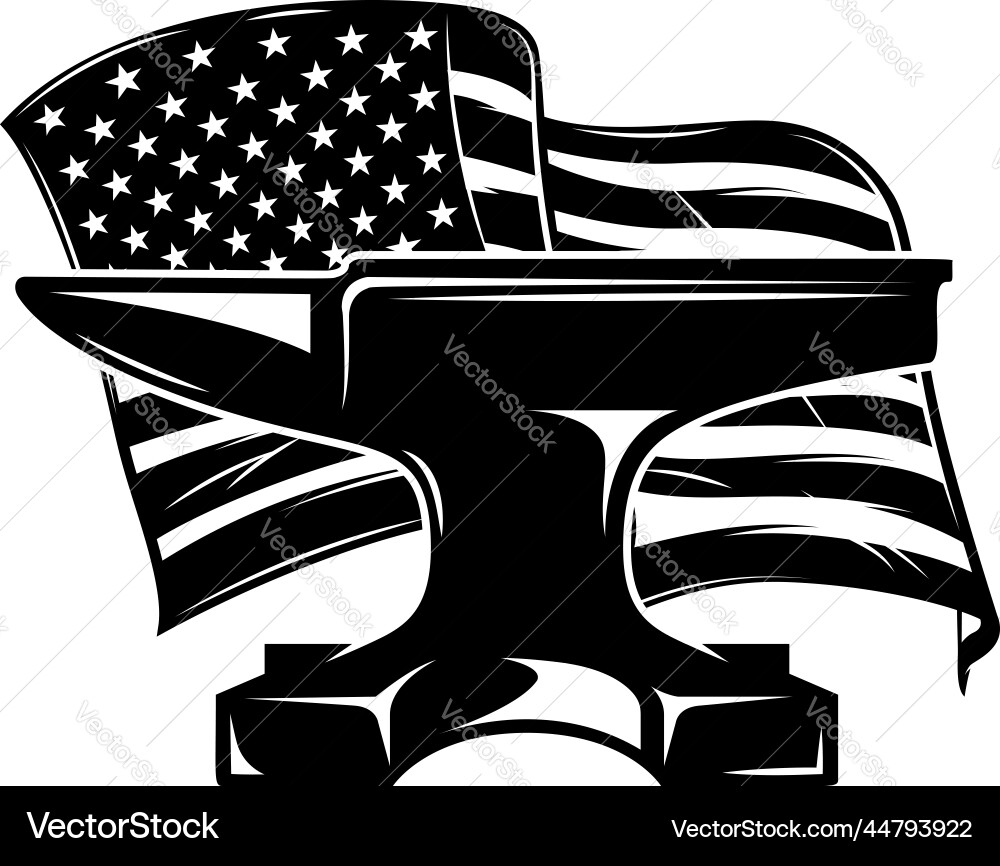 Blacksmith anvil on american flag background Vector Image