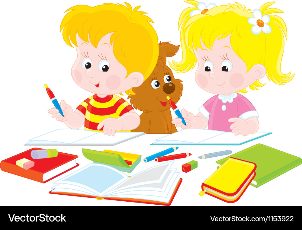 Children do homework Royalty Free Vector Image