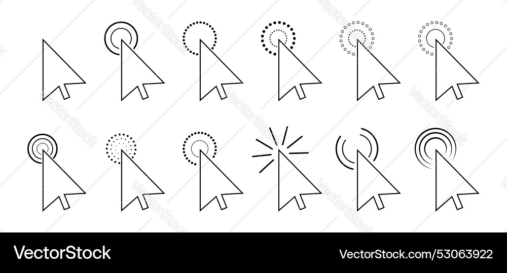 Collection of arrow pointer cursor icon click Vector Image