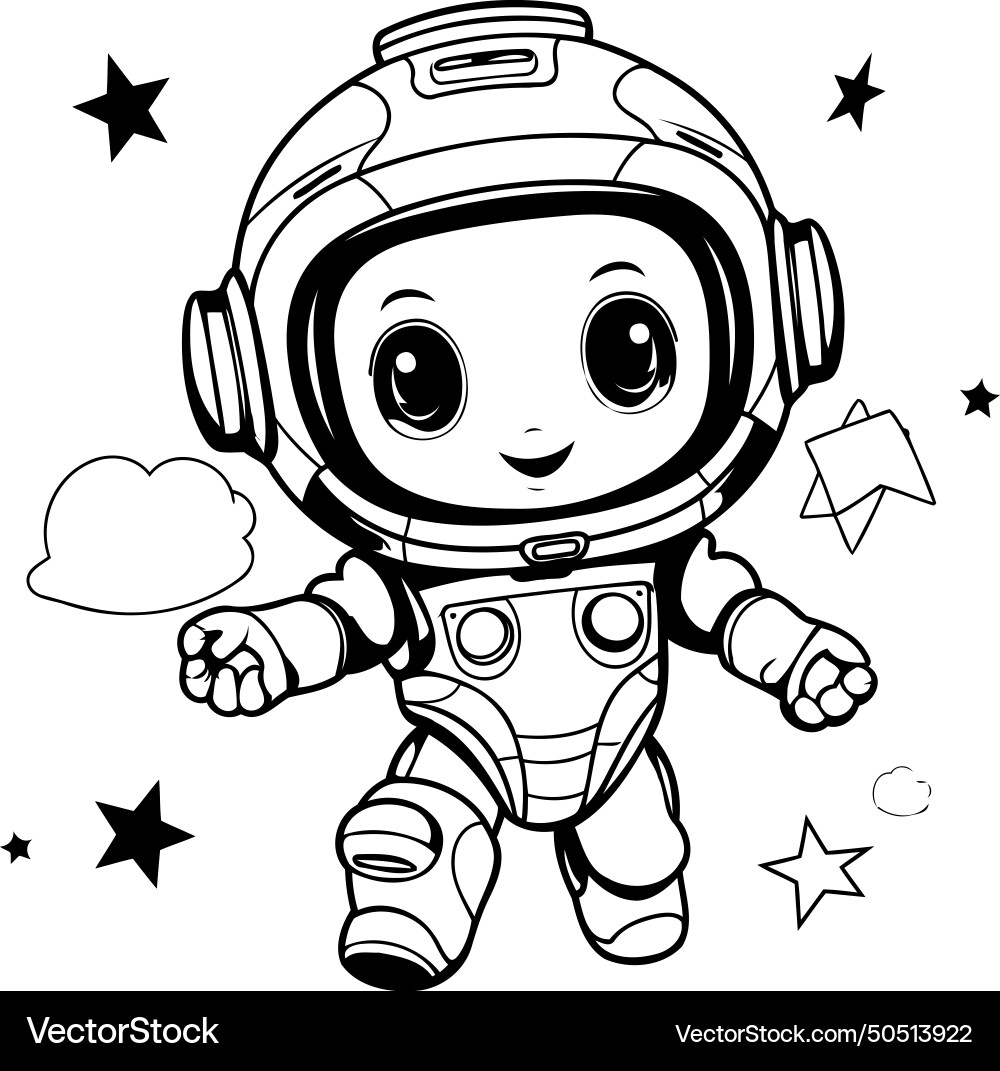 Cute astronaut on white background for coloring Vector Image