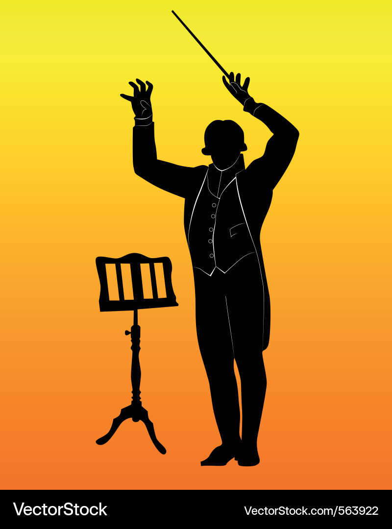 Music Conductor Leading Orchestra Royalty Free Vector Image