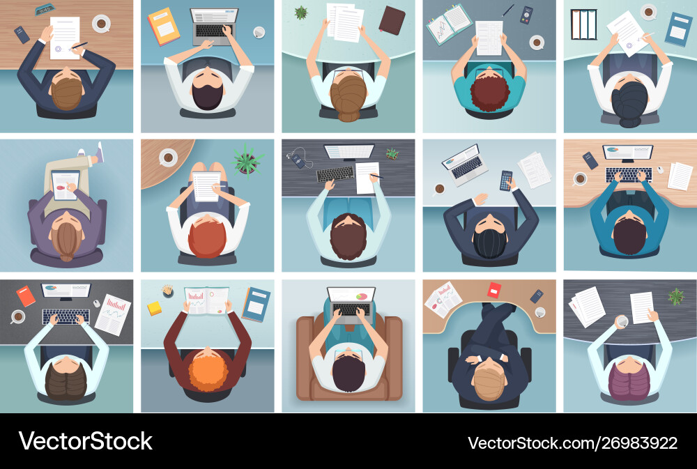 People top view business characters sitting Vector Image