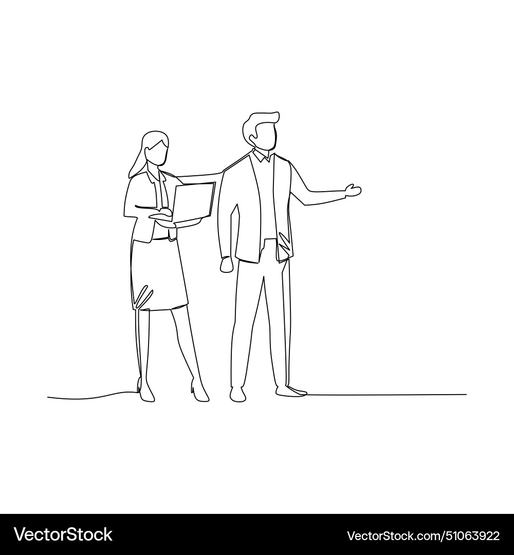 Simple continuous line drawing businessman Vector Image