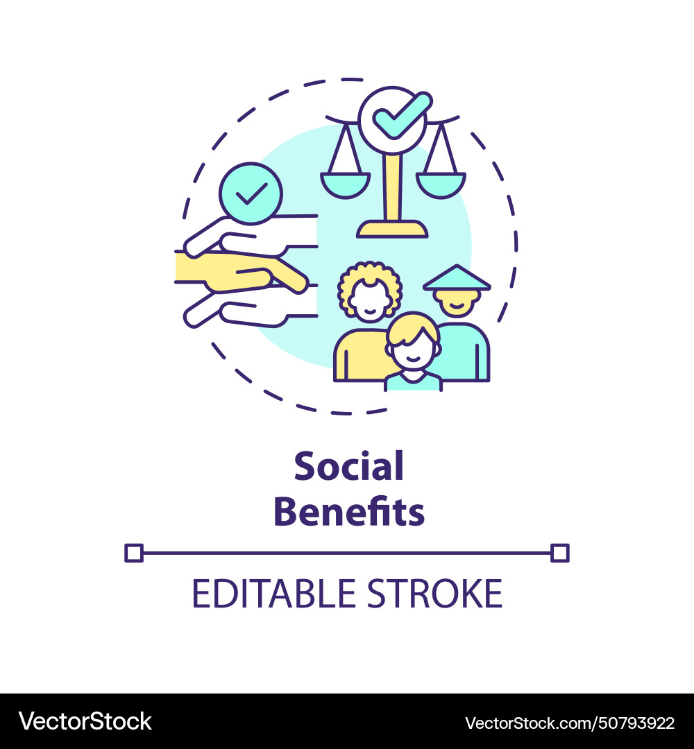 Social benefit multi color concept icon Royalty Free Vector