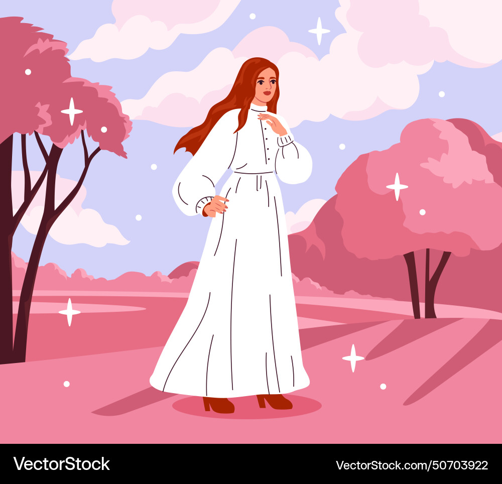 Woman in spring Royalty Free Vector Image - VectorStock