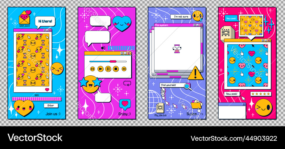Y2k windows for mobile phone stories retro screen Vector Image