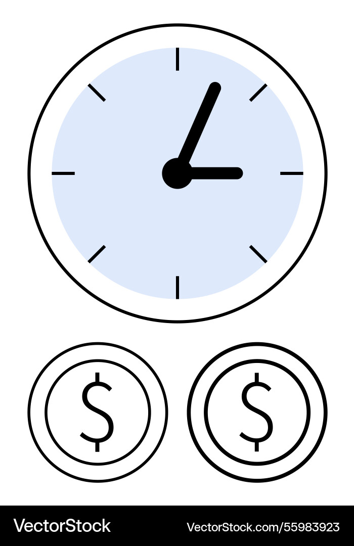 Clock and dollar icons representing time and money
