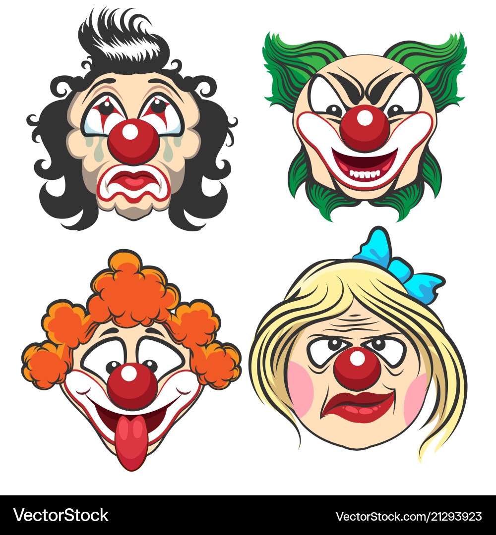 Clown face set Royalty Free Vector Image - VectorStock