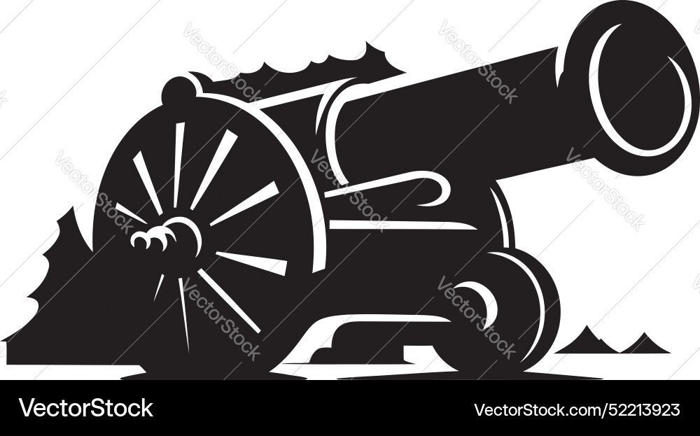 Deadly precision sleek black cannon emblematic Vector Image