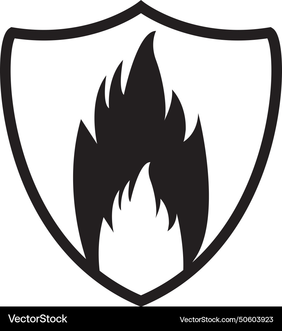 Fire resistant icon protection shield Royalty Free Vector