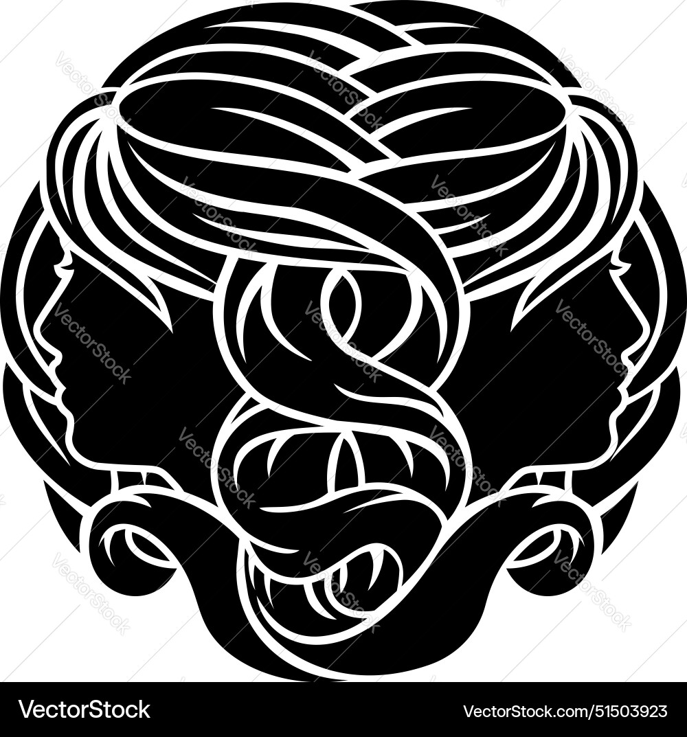 Gemini twins horoscope zodiac sign Royalty Free Vector Image