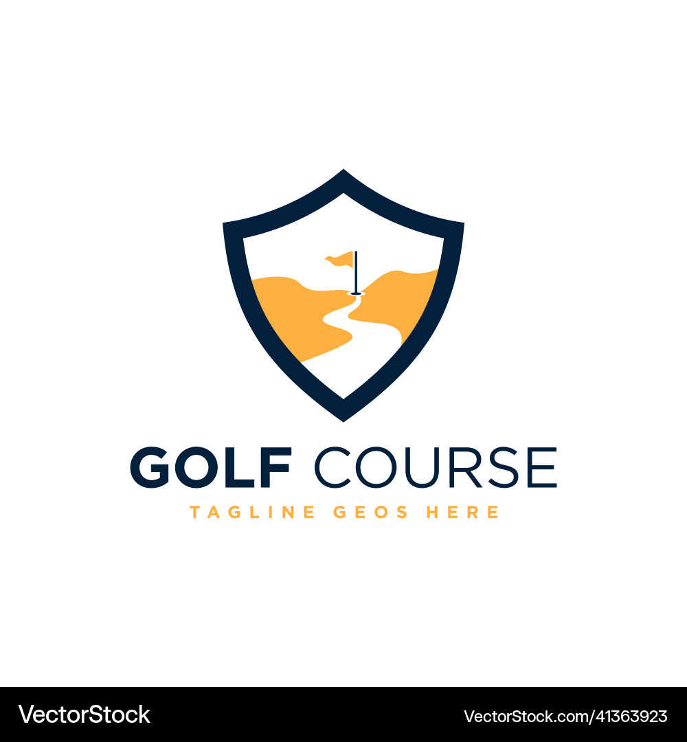 Golf course shield logo design Royalty Free Vector Image