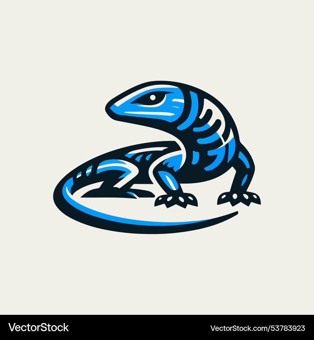 Lizard logo with blue shadow Royalty Free Vector Image