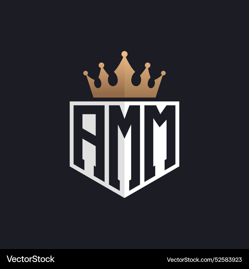 Luxury amm logo with crown elegant initials Vector Image