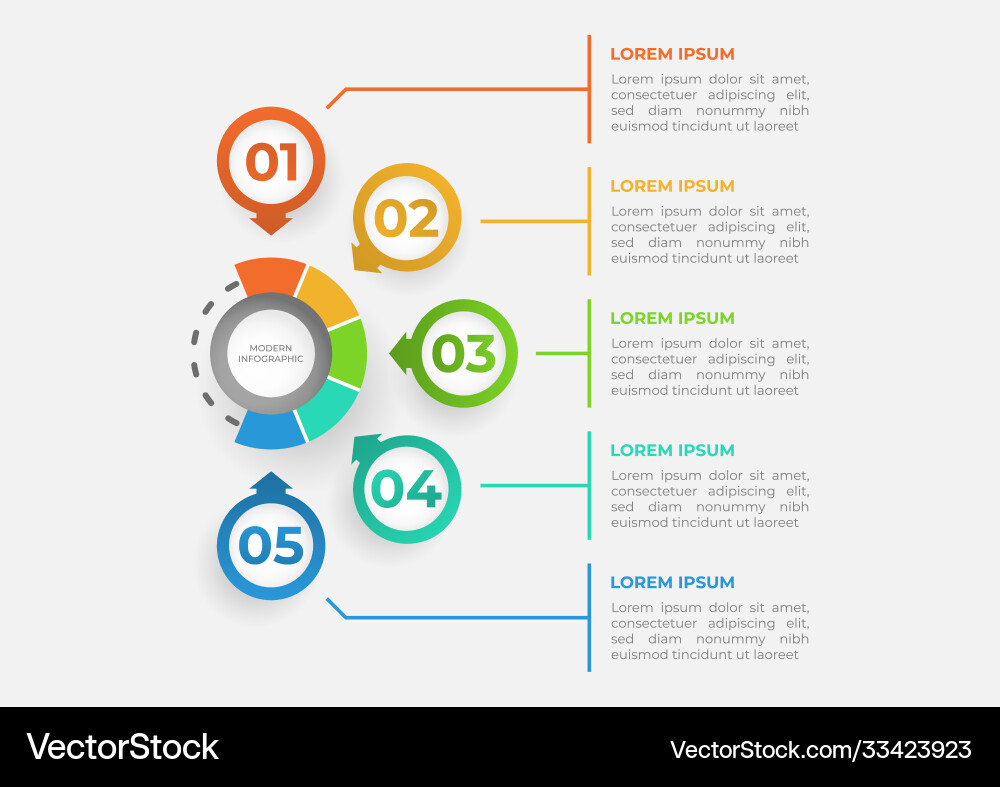 Presentation business infographic with 5 sections Vector Image