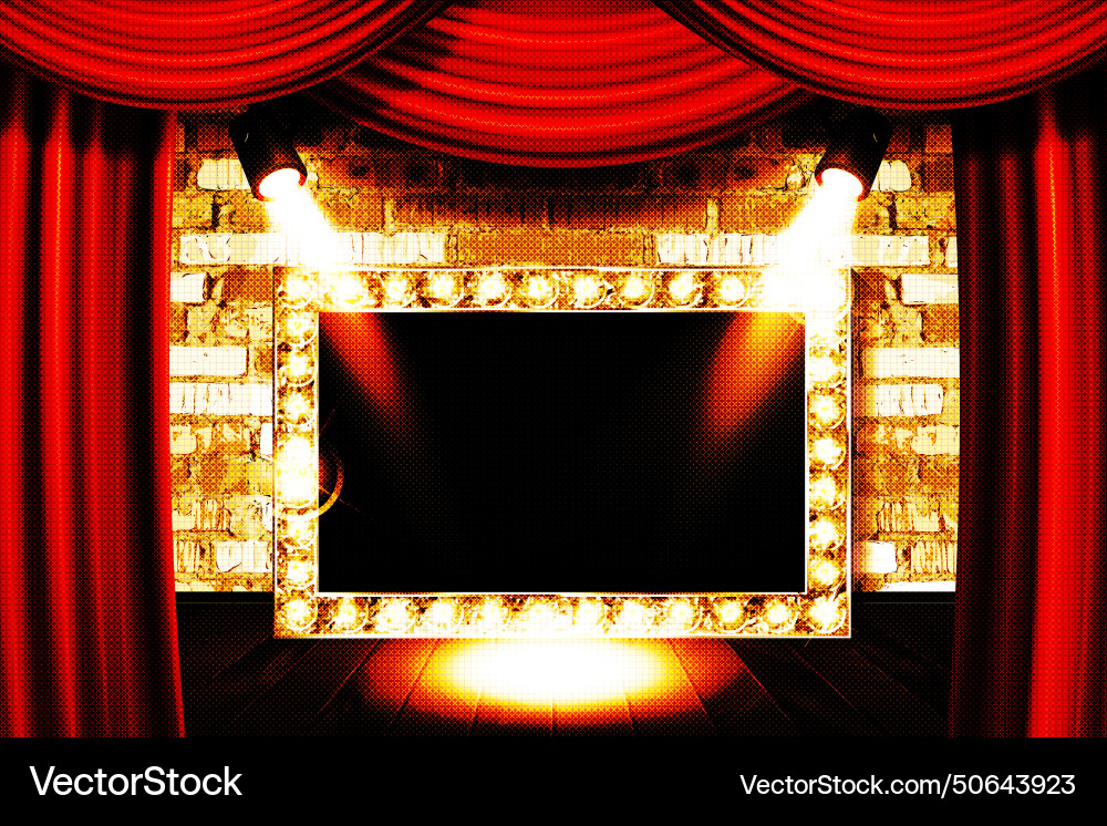 Retro frame red curtain Royalty Free Vector Image