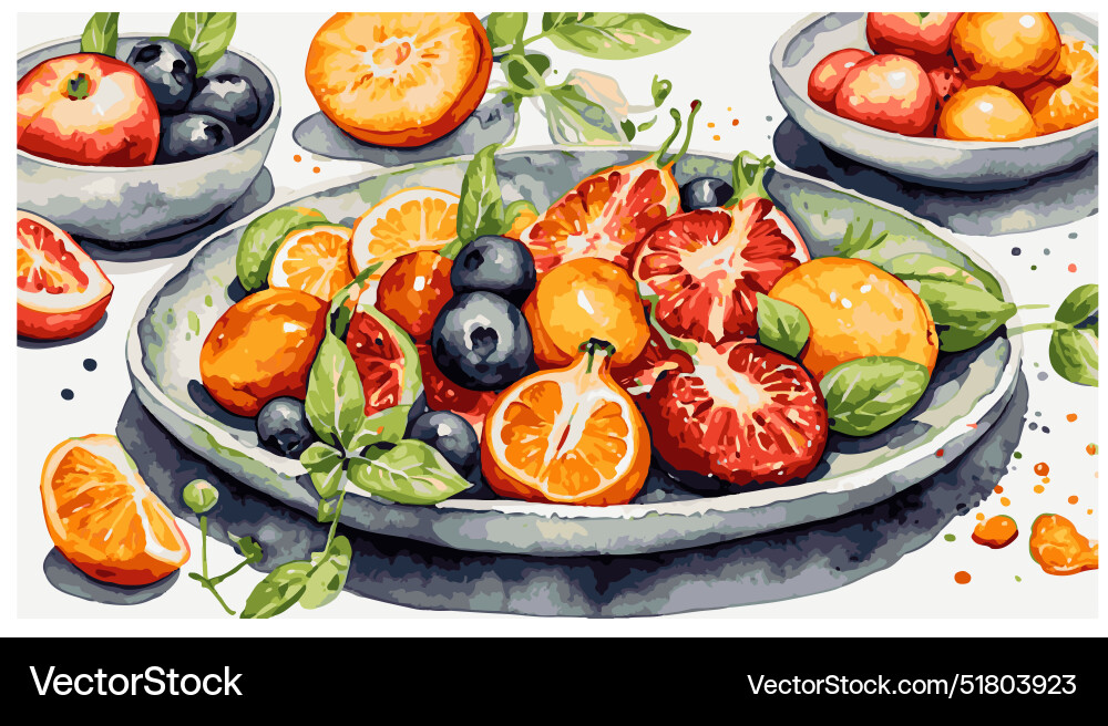 Watercolor hand drawing food botany Royalty Free Vector