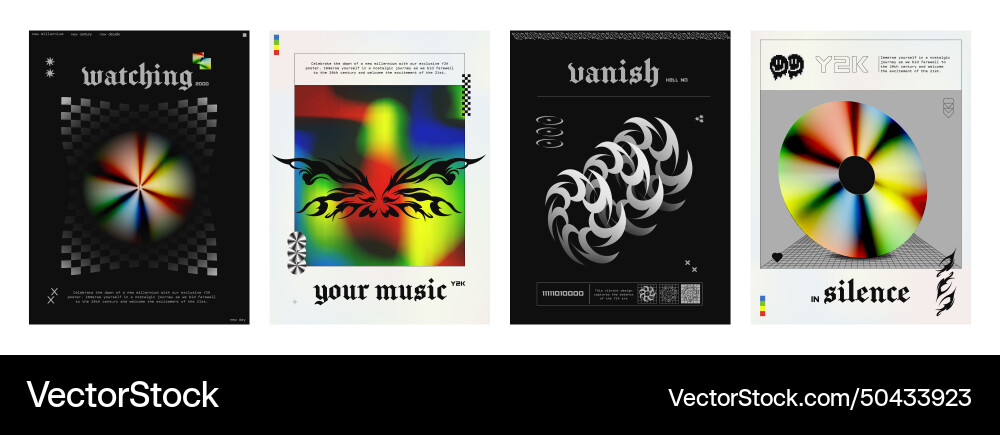 Y2k retro poster and cover design template Vector Image