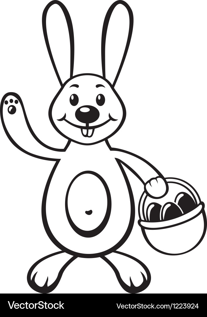 Bunny with basket Royalty Free Vector Image - VectorStock
