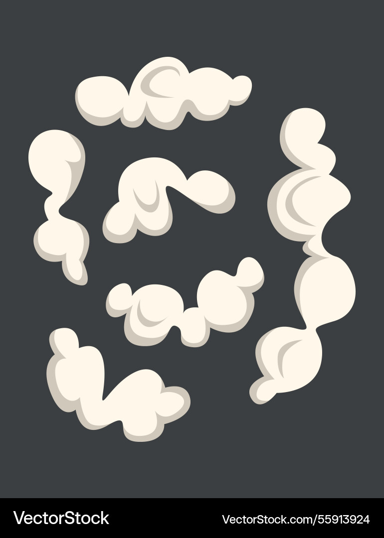 Cartoon smoke on wind smoking comic kit Royalty Free Vector