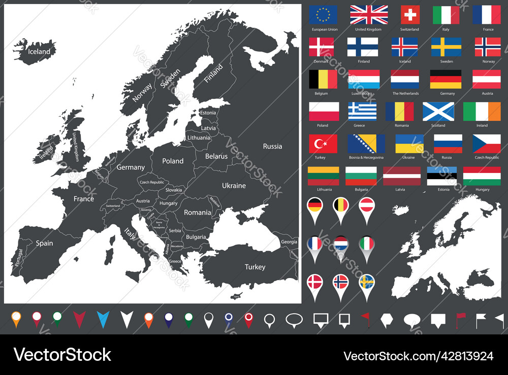 Detailed Europe Political Map Royalty Free Vector Image