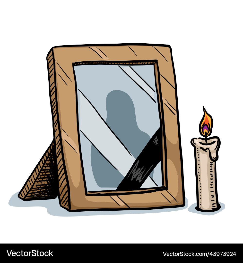 Funeral photo and candle Royalty Free Vector Image
