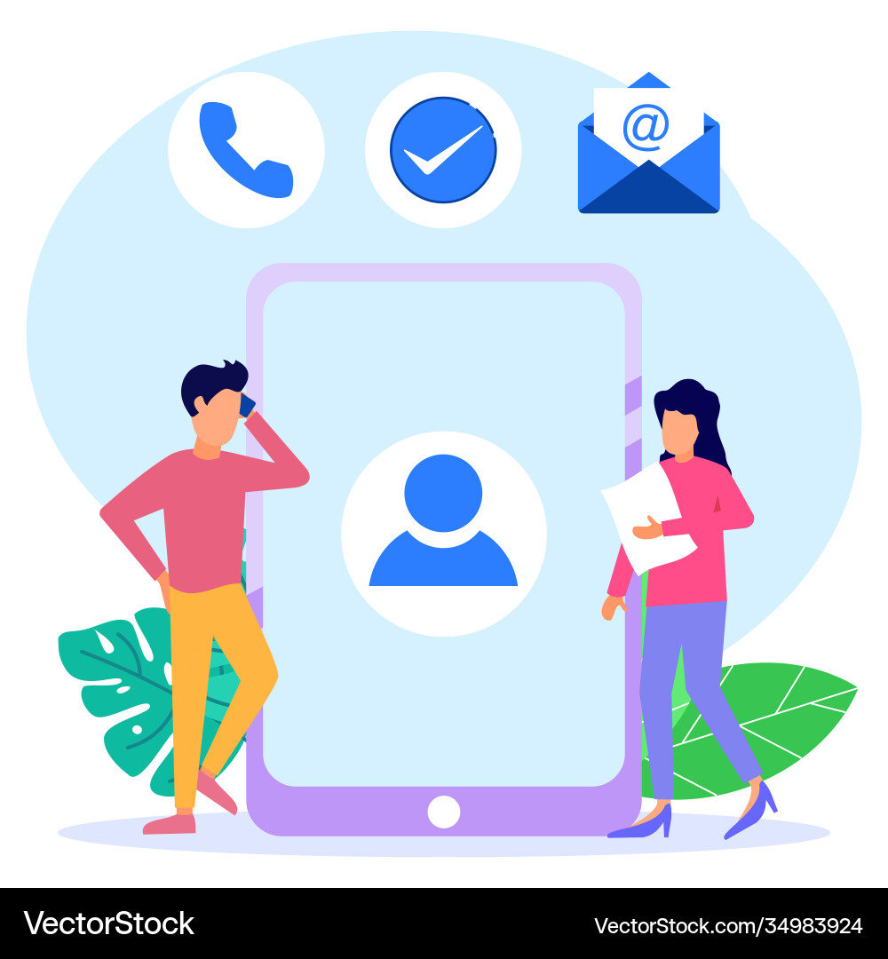 Graphic cartoon character contact us Royalty Free Vector