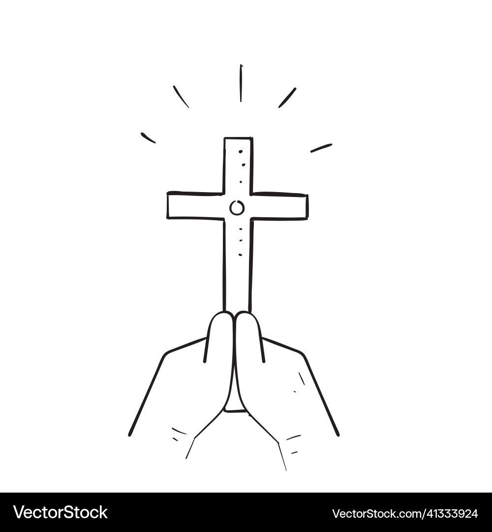 Hand drawn doodle christian cross symbol for good Vector Image