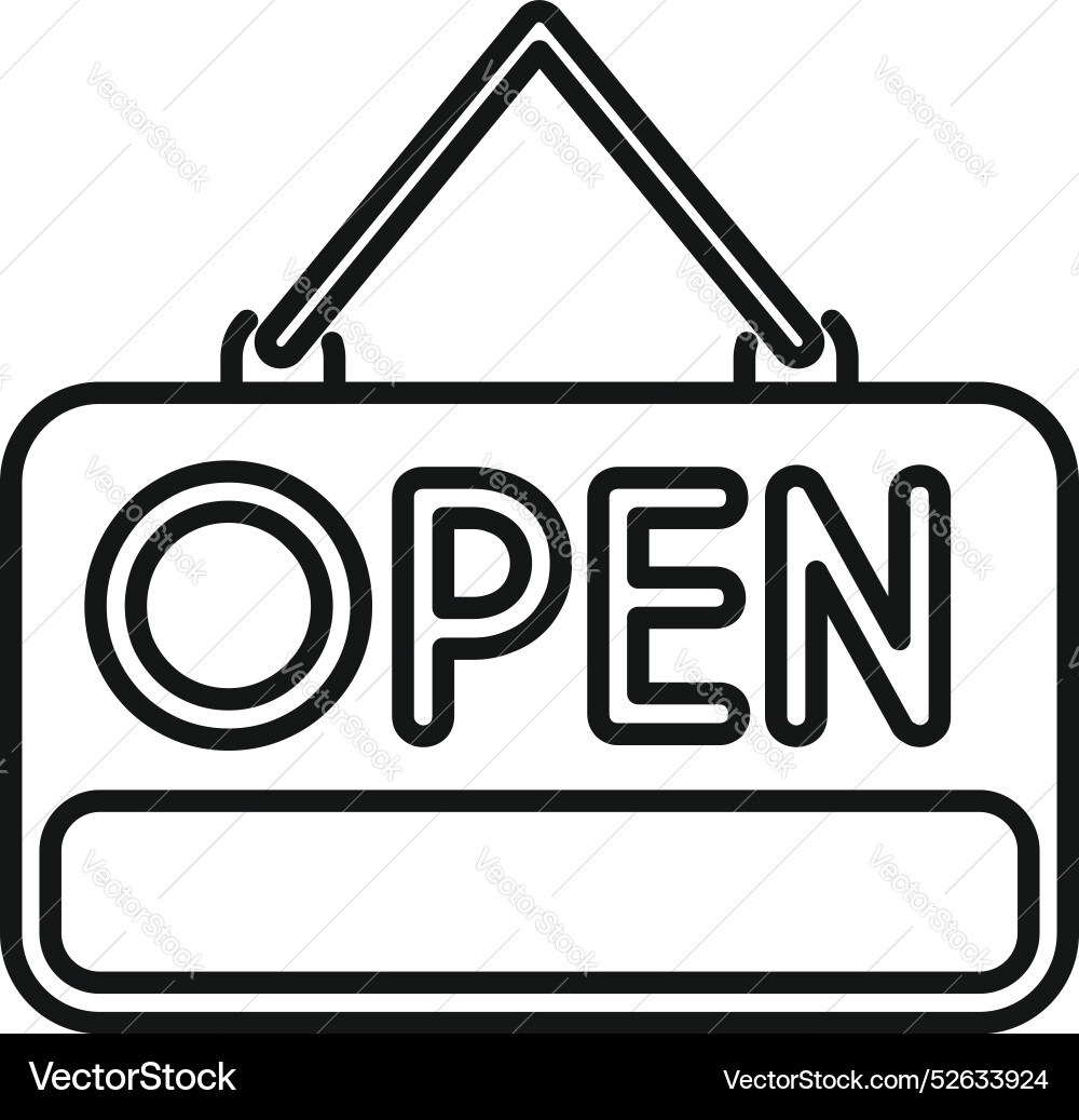 Hanging open sign indicating business is open for Vector Image