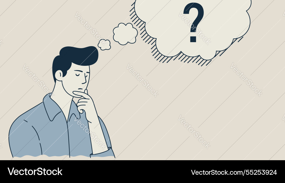 Man is thinking about something Royalty Free Vector Image