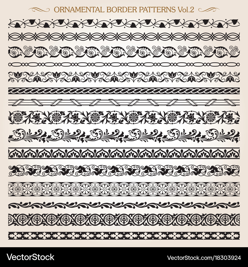 Ornamental border frame line vintage patterns 2 Vector Image