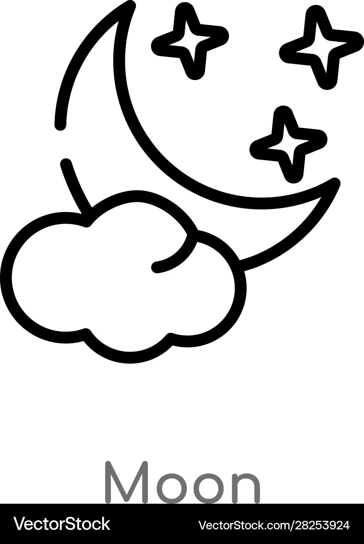 Outline moon icon isolated black simple line Vector Image