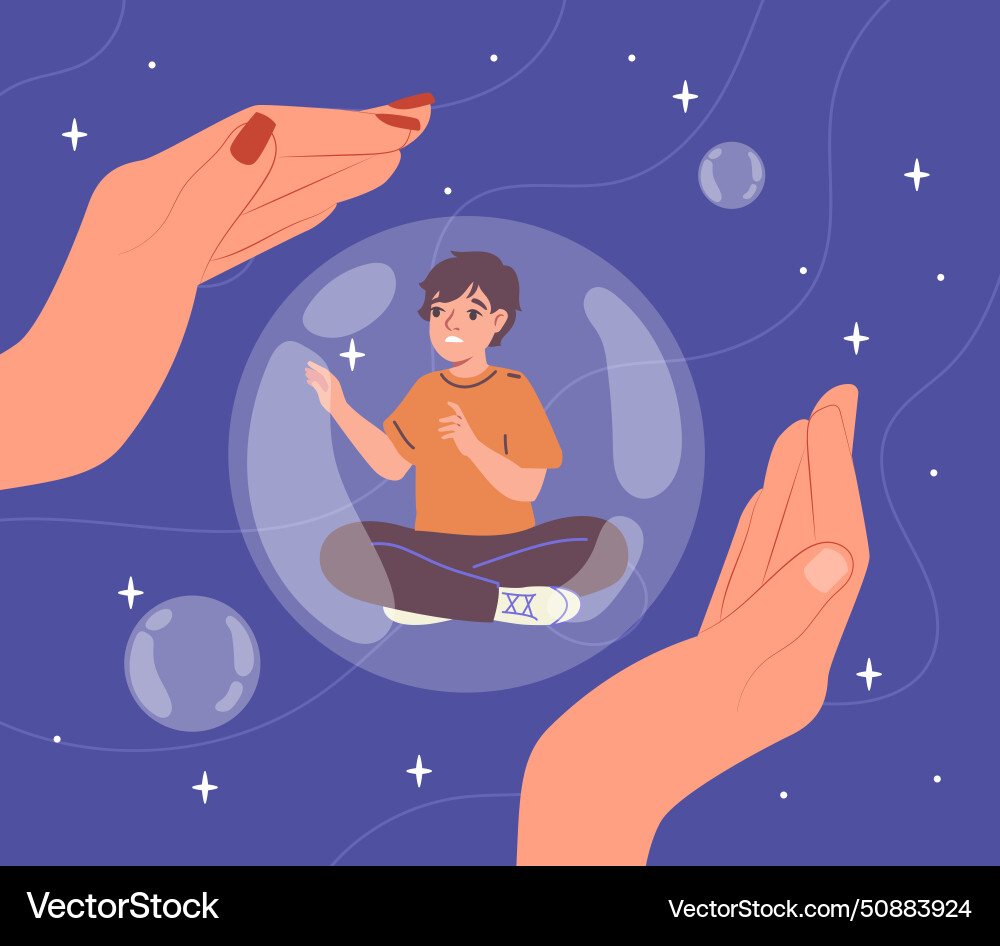 Overprotective parenting concept Royalty Free Vector Image