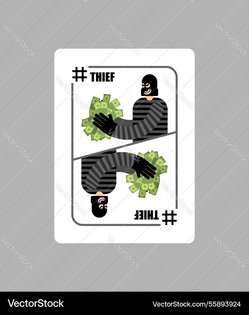 Playing card thief new robber Royalty Free Vector Image