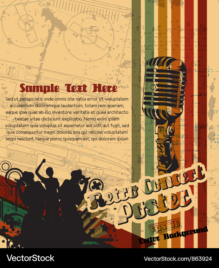 Retro concert poster Royalty Free Vector Image