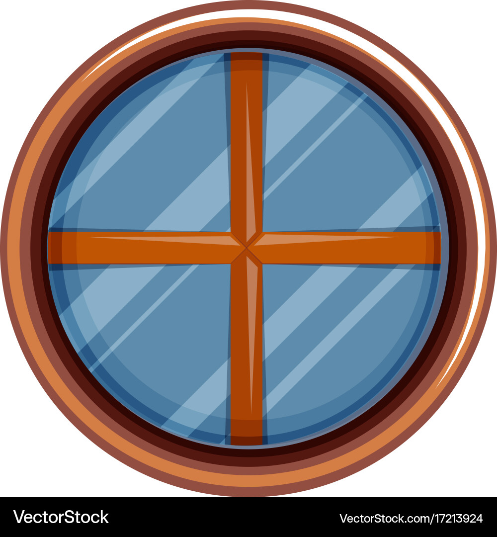 Round window with wooden frame Royalty Free Vector Image