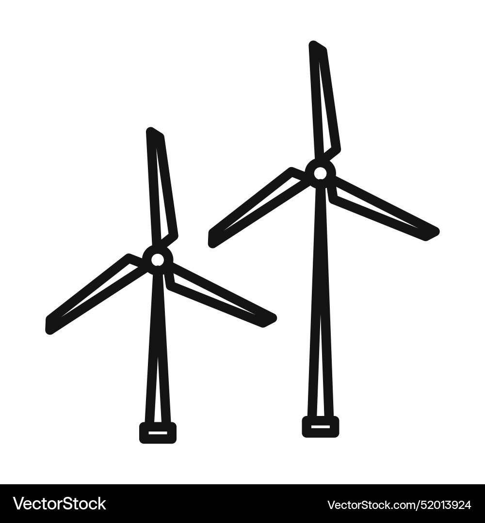 Wind mill icon black line art Royalty Free Vector Image