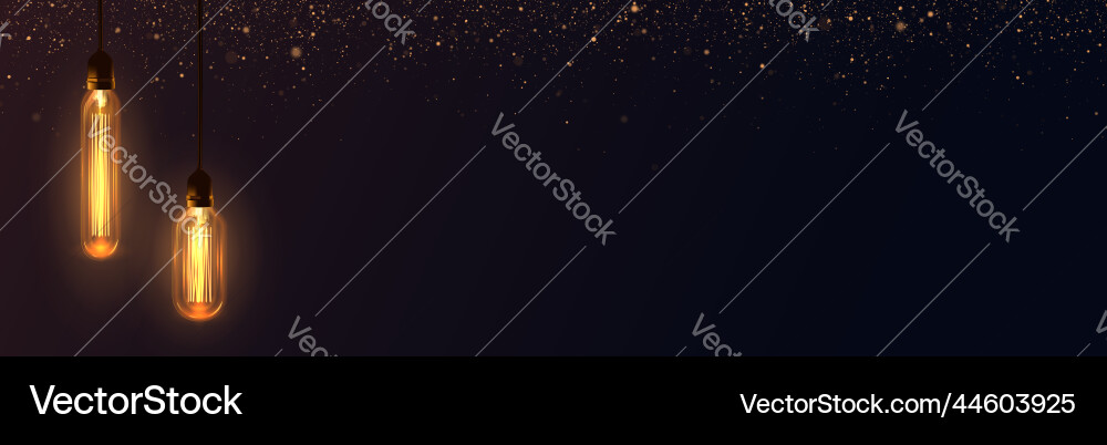 Background with warm light edison bulbs Royalty Free Vector