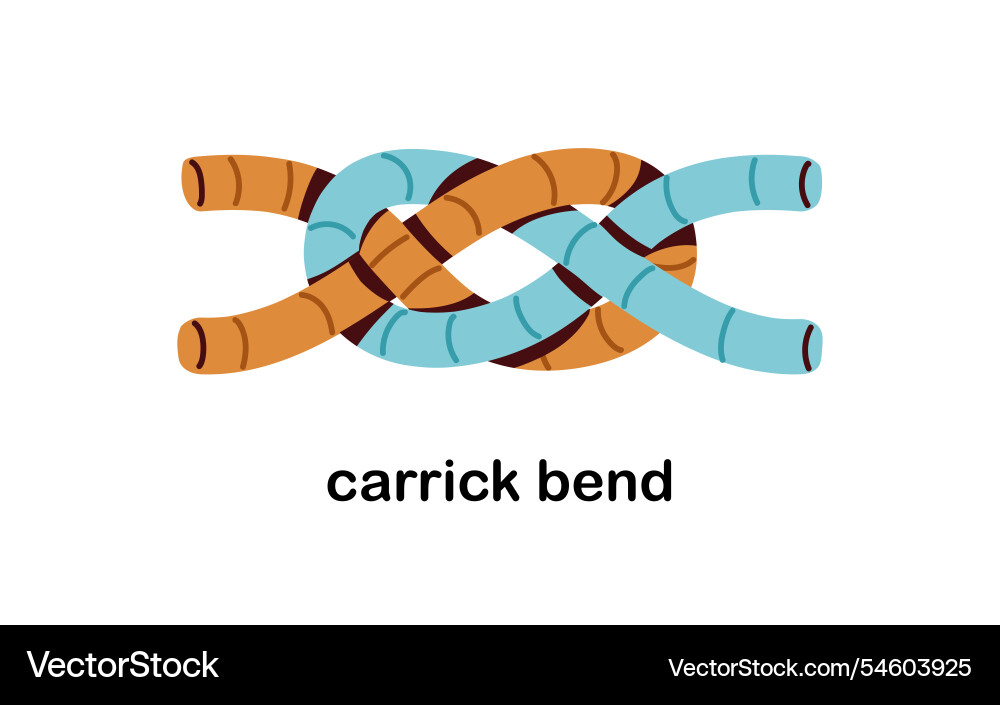 Carrick bend knot tied rope string two cables Vector Image