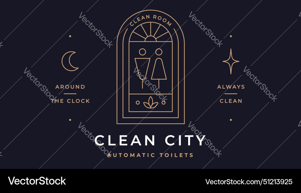 Clean city wc label Royalty Free Vector Image - VectorStock